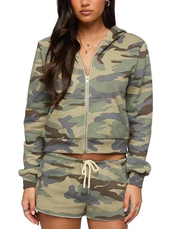 EDIKTED Lynette Zip Up Hoodie - Olive