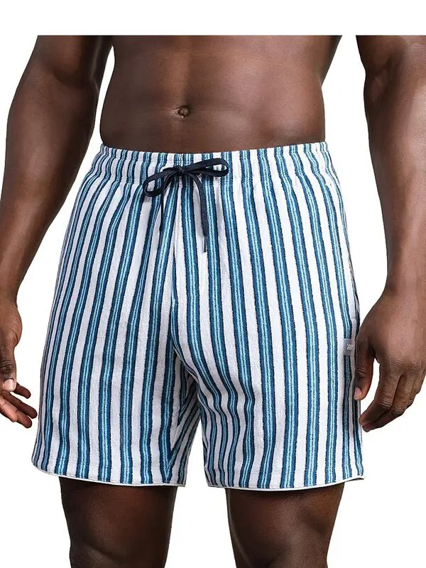 RHONE 6" Sea Terry Shorts - Ash Blue Vintage Stripe