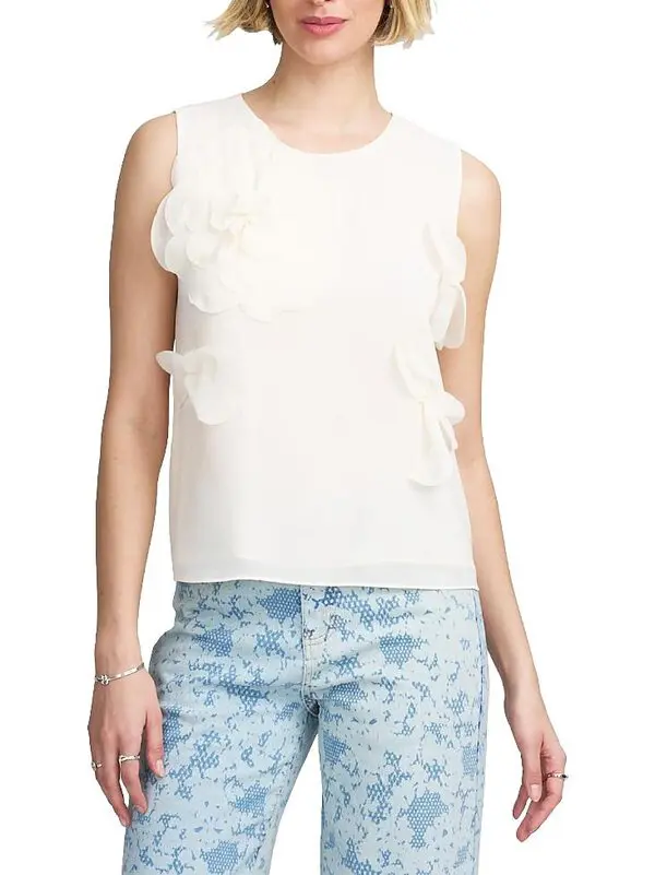 ELLE COLLECTION Floral Applique Shell - Pink