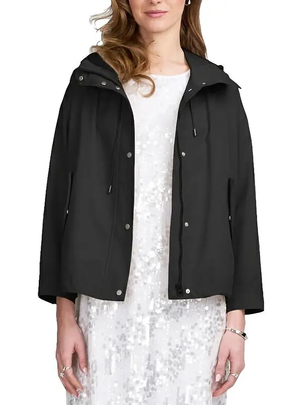 ELLE COLLECTION Hooded Cropped Parka Jacket - Black