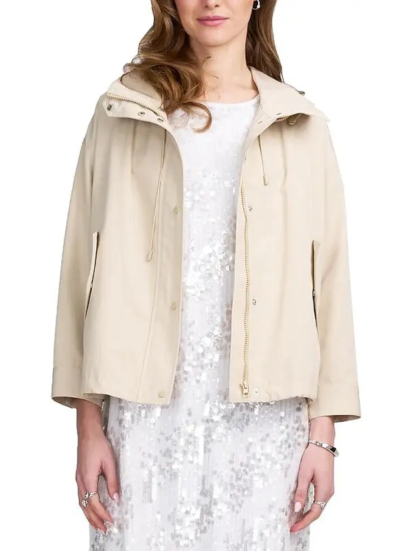 ELLE COLLECTION Hooded Cropped Parka Jacket - Light Khaki