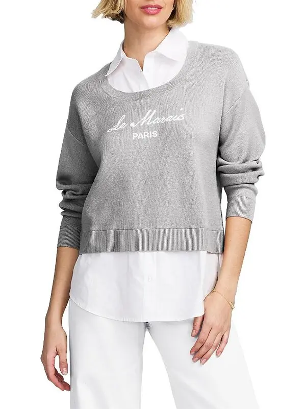 ELLE COLLECTION Le Marais Twofer Sweater - Grey White