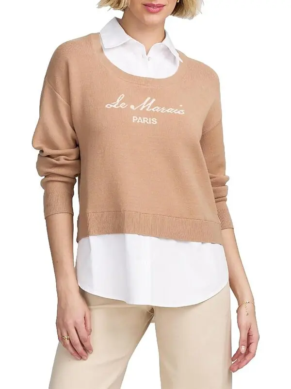 ELLE COLLECTION Le Marais Twofer Sweater - Ivory Taupe