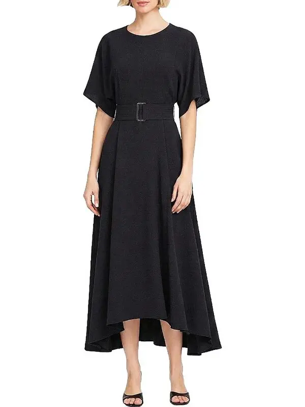 ELLE COLLECTION Belted Midi Dress - Black