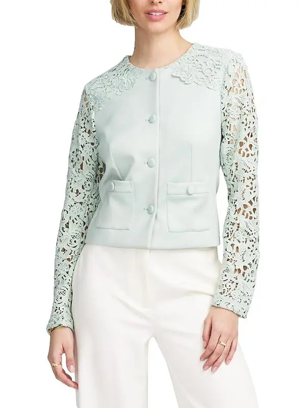 ELLE COLLECTION Lace Satin Jacket - Celadon