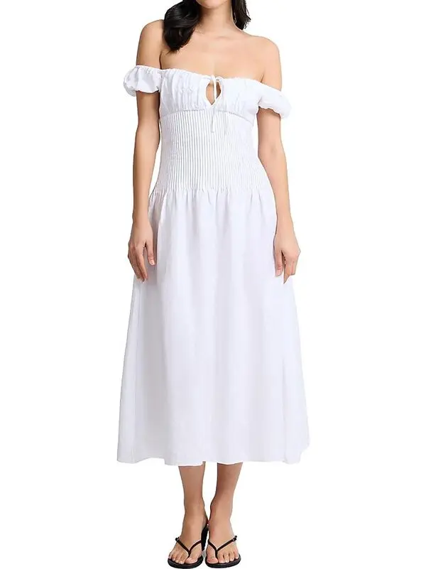 Onia Off-shoulder Midi Dress - White