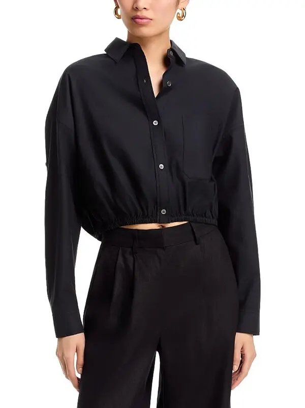ATM Anthony Thomas Melillo Cinched Hem Cropped Shirt - Black