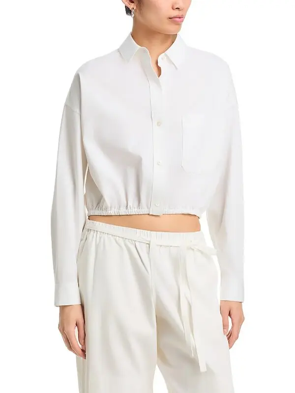 ATM Anthony Thomas Melillo Cinched Hem Cropped Shirt - White