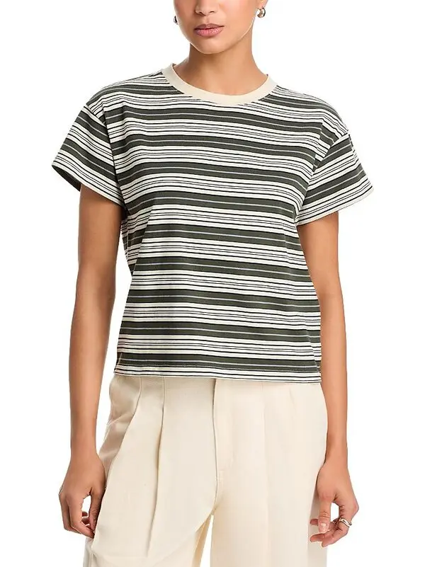 Rag & Bone Kelly Stripe Boxy Jersey Tee - Green Multi