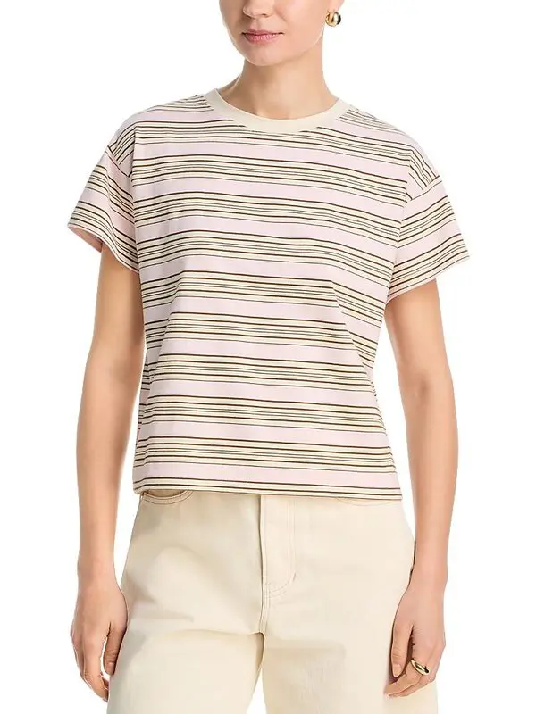 Rag & Bone Kelly Stripe Boxy Jersey Tee - Pink Multi