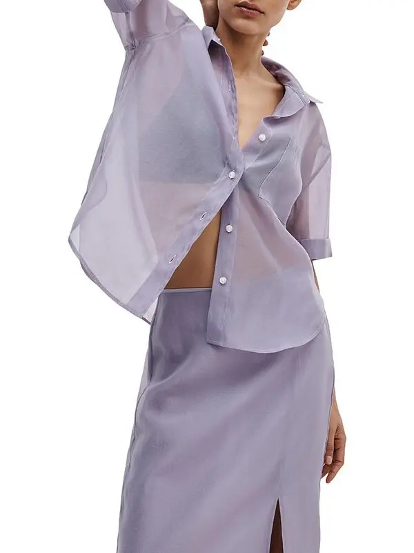 Rag & Bone Connie Organza Shirt - Lilac