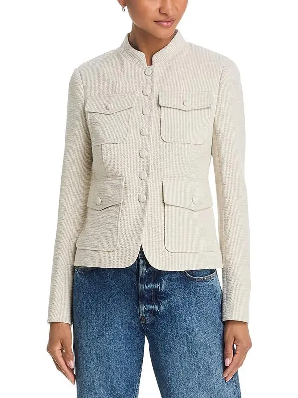 Rag & Bone Mercer Textured Button Detailed Blazer - Grey