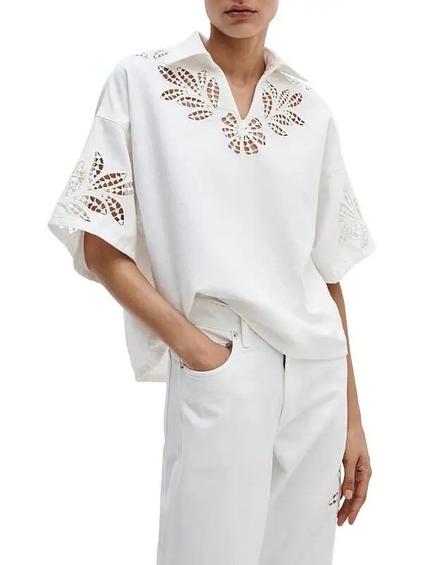 Rag & Bone Ultra Featherweight Lucy Popover Top - White Floral