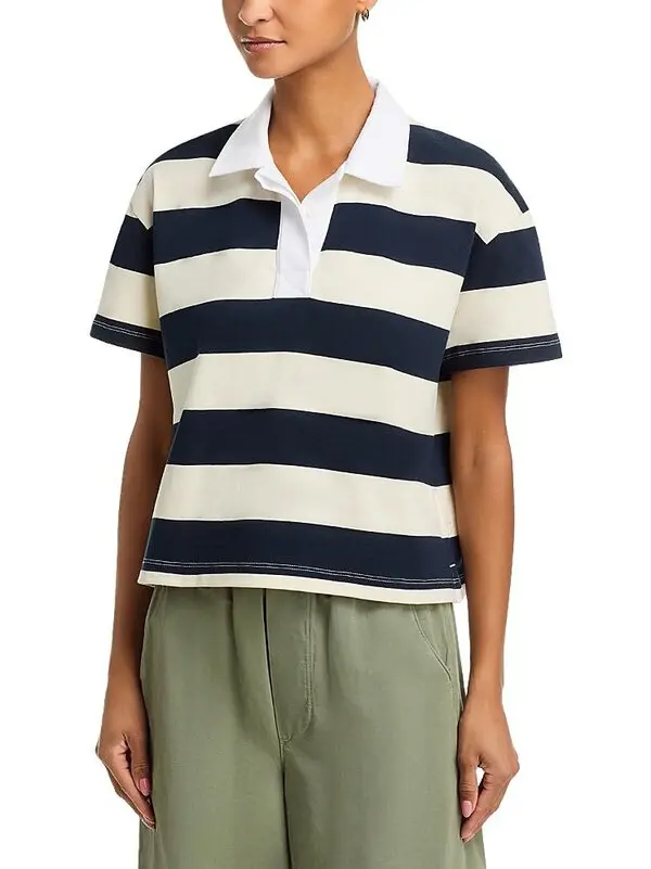 Rag & Bone Kelly Stripe Polo Shirt - Navy Multi