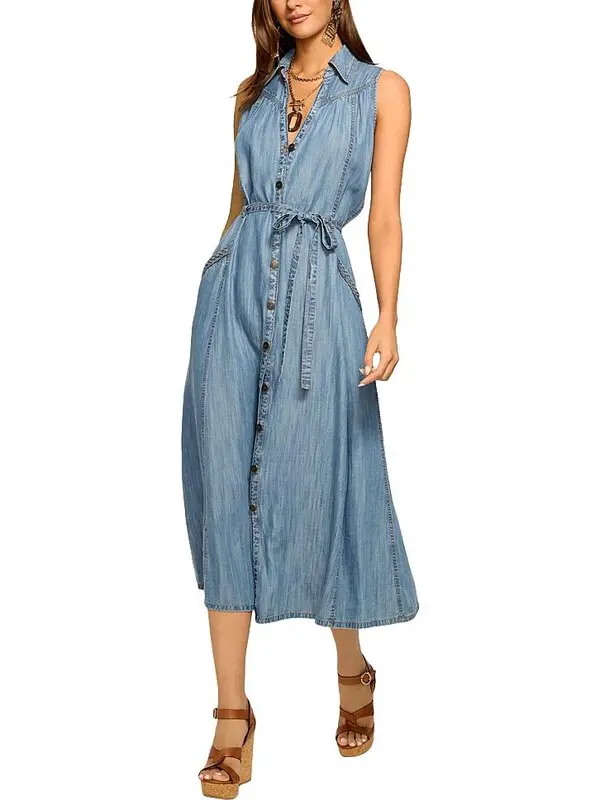 Ramy Brook Clover Sleeveless Shirt Dress - Light Chamray