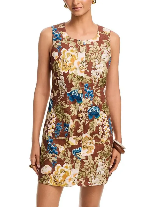 Cara Cara Rhapsody Linen Dress - Flora Meadow Brown