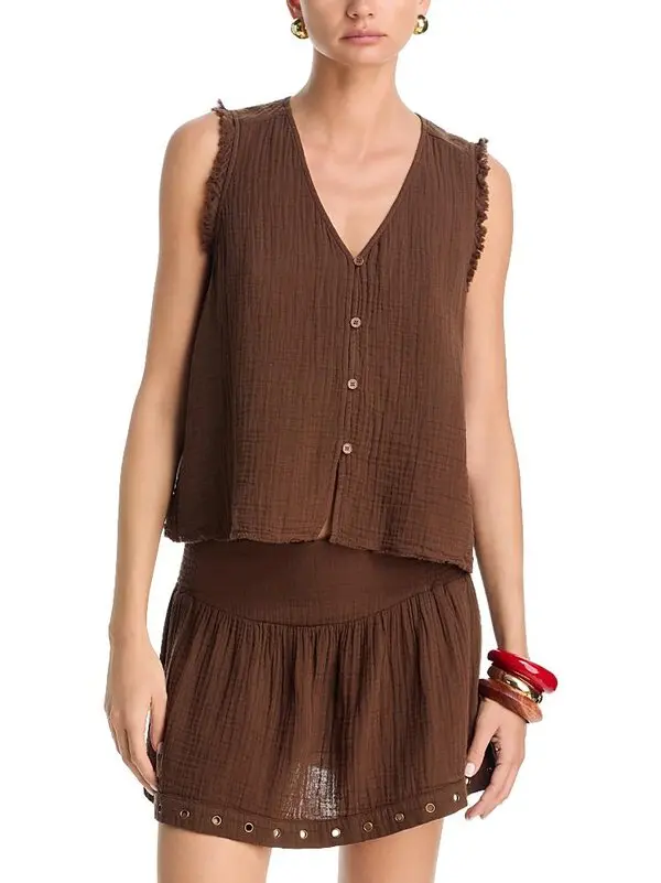 Xirena Naomie Textured Vest Top - Cocoa Bean