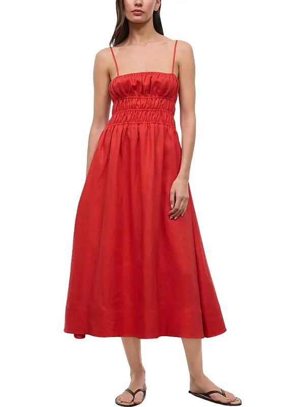 Staud Ayla Linen Dress - Tomato