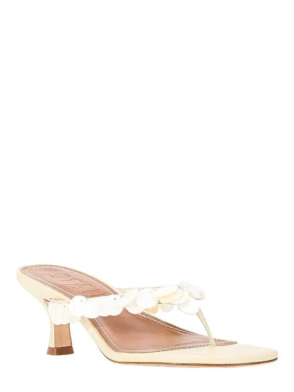 Staud Freja Kitten Heel Sandals - Cream