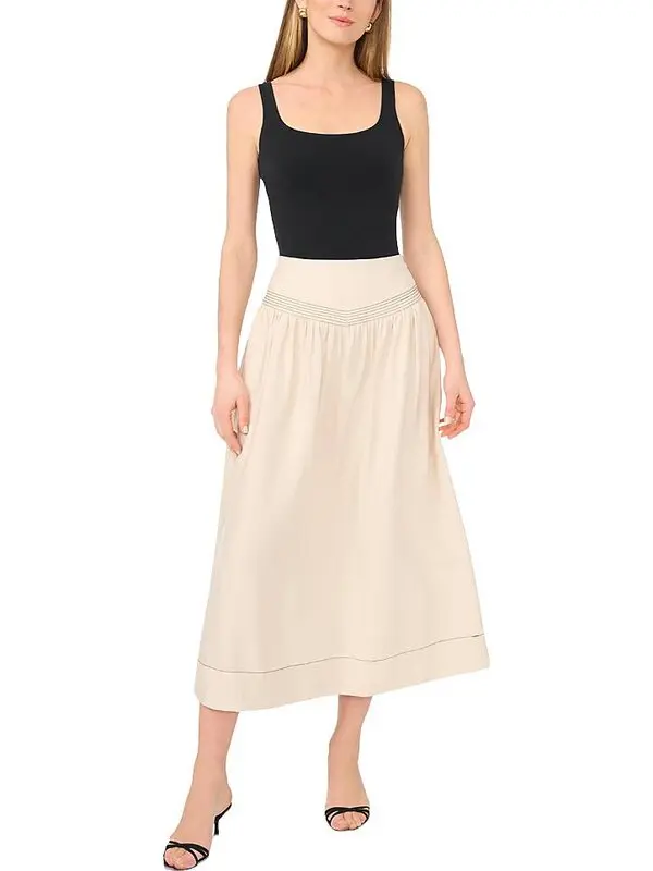 Vince Camuto Trappunto Toke Midi Skirt - Soft Cream