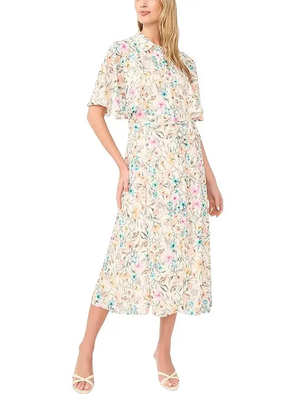 Vince Camuto Flutter Sleeve Princess Seam Dress - Antique White