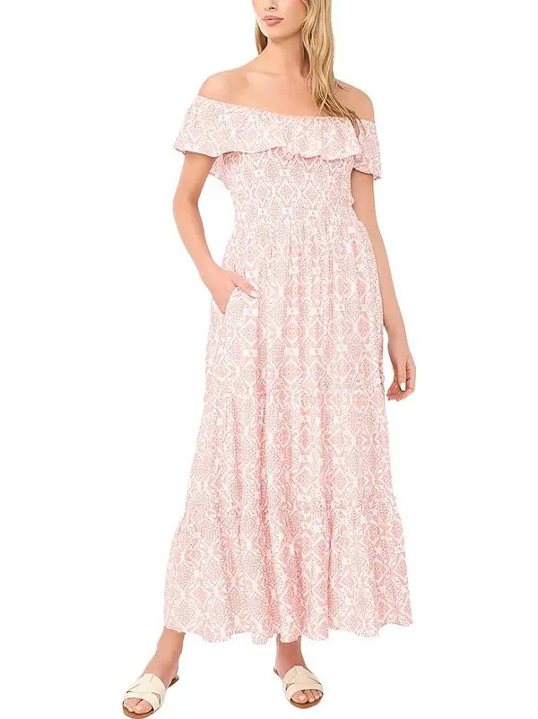 Vince Camuto Off-the-shoulder Tiered Dress - Rose Hip