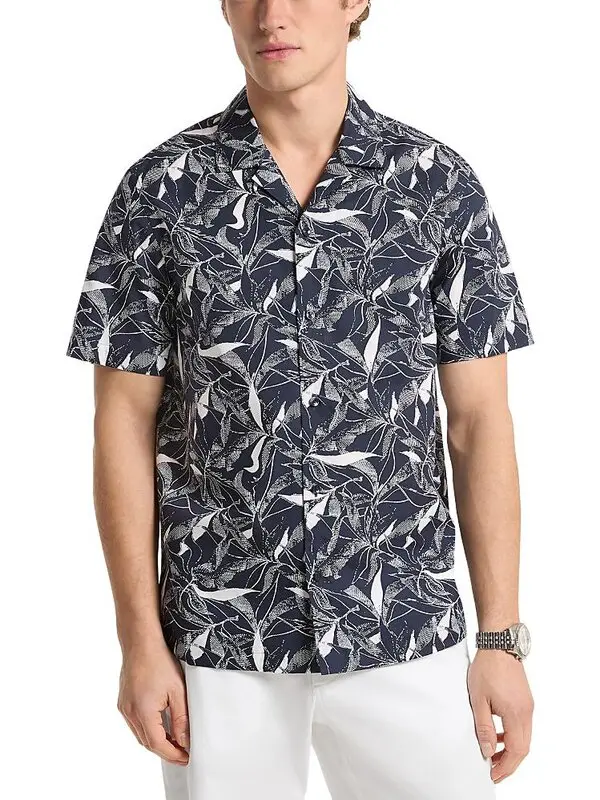 Michael Kors Floral Camp Collar Shirt - Midnight