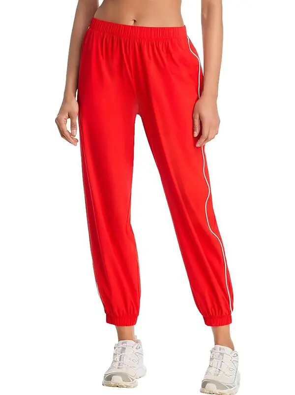 Splits59 Megan Woven Nylon Joggers - Lotus Red/creme