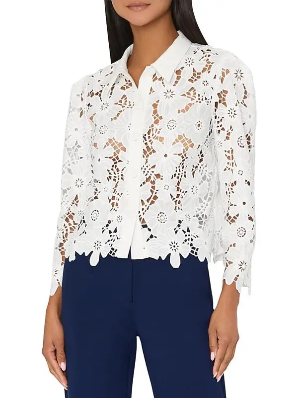 MILLY June Roja Lace Top - White