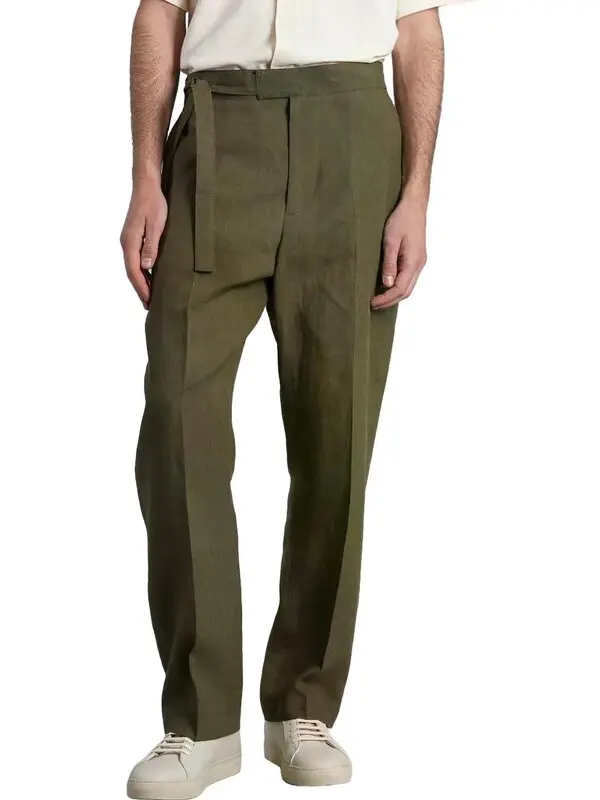 Paul Smith Belted Pressed-crease Trousers - Green