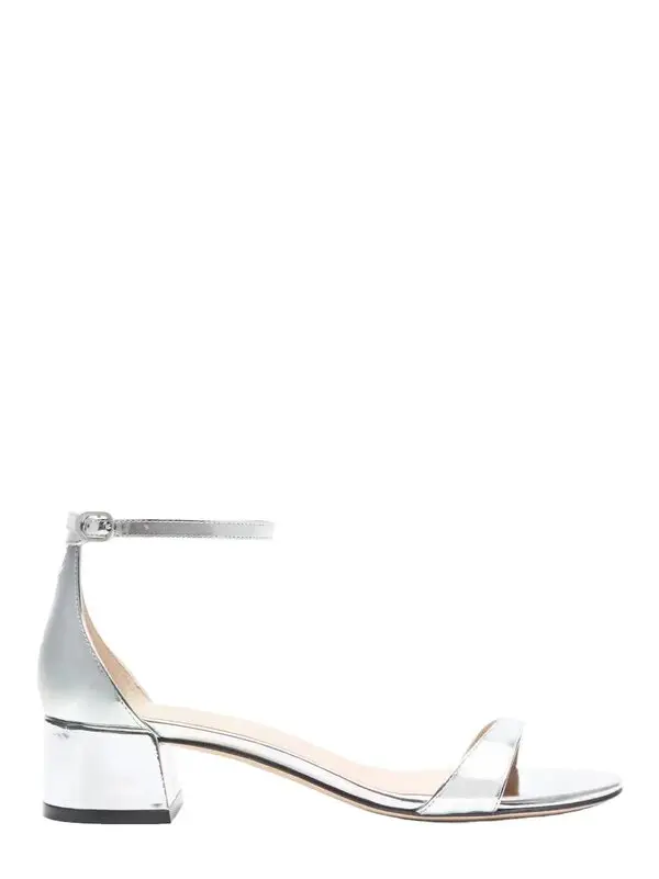 STUART WEITZMAN Nudist Block Leather Sandals - Silver