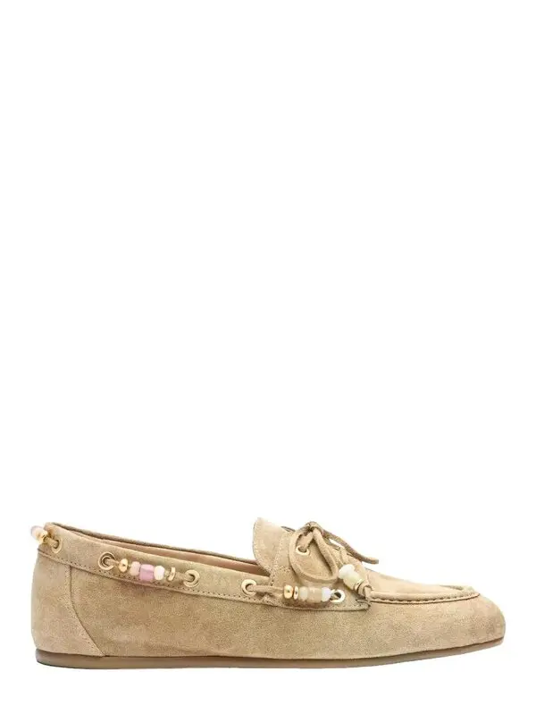STUART WEITZMAN Majorca Tinsley Bead-embellished Loafers - Neutrals