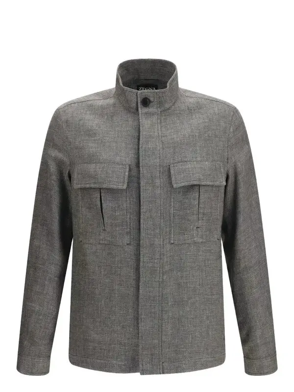 Zegna High-neck Flap-pocket Shirt Jacket - Grey