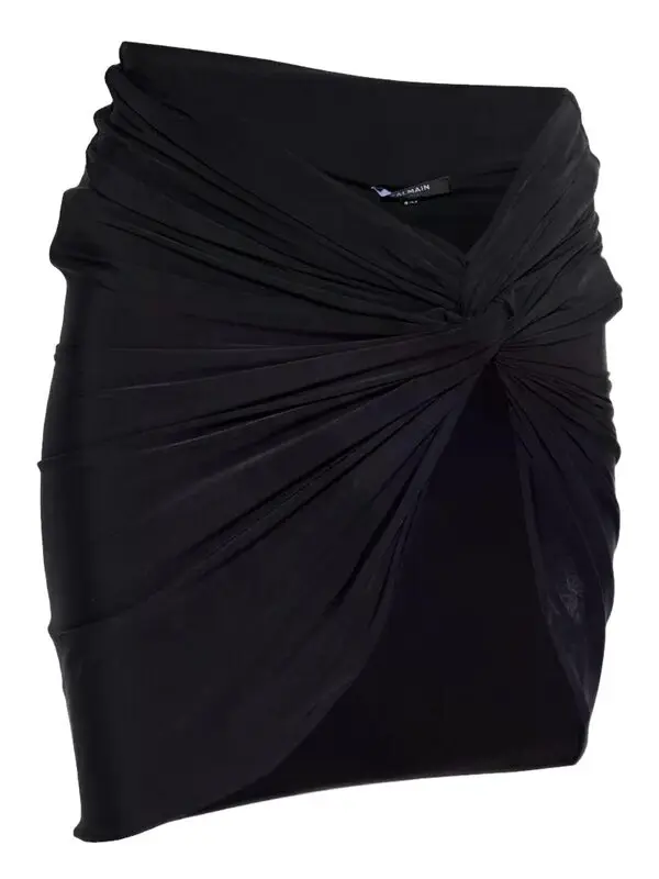 Balmain Knot-detail Draped Mini Skirt - Black