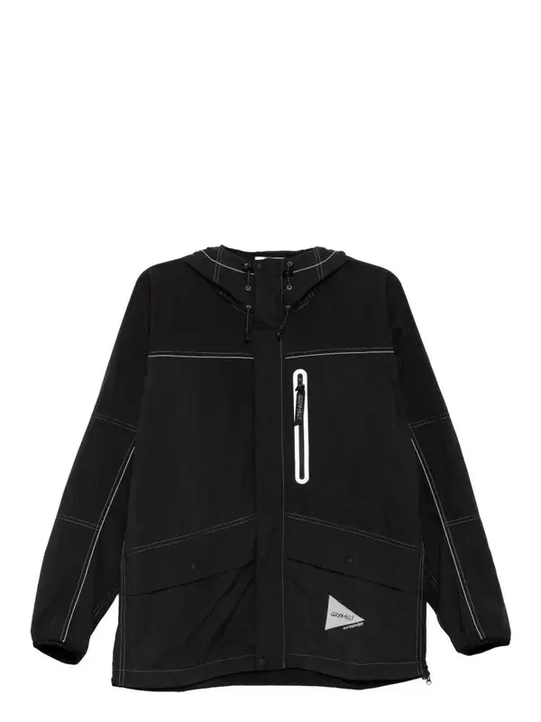 AND WANDER Contrast-stitched Logo-patch Jacket - Black