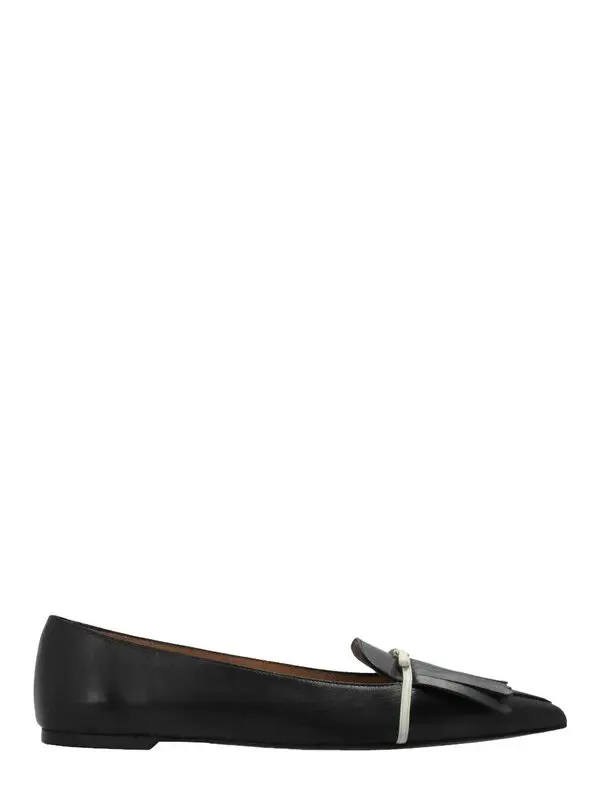 FERRAGAMO Fringed Pointed-toe Ballet Flats - Black