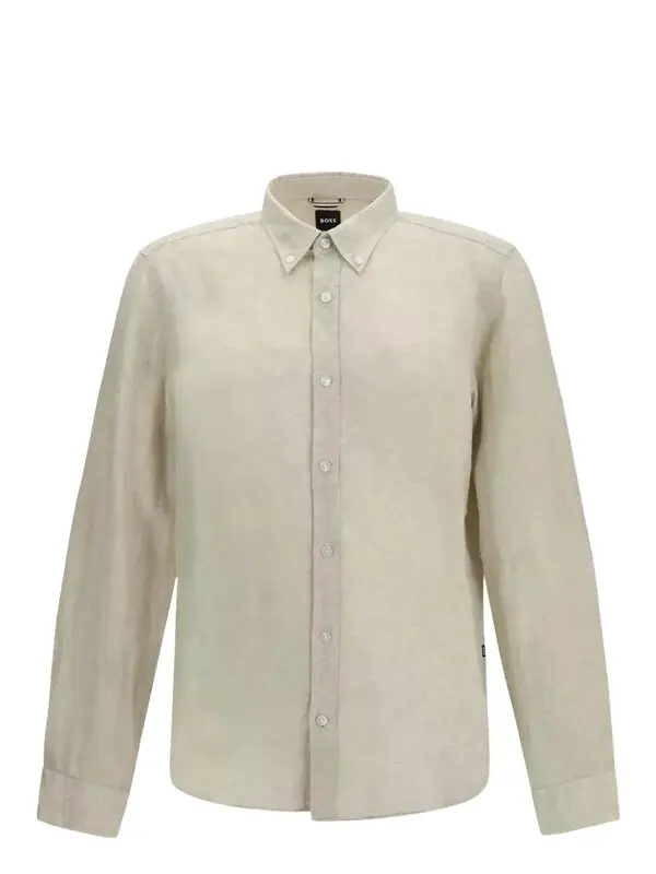 BOSS Liam Button-down Linen Shirt - Neutrals
