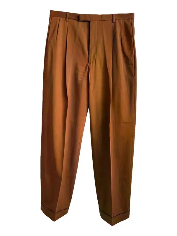 Gucci Pleated Folded-hem Trousers - Brown