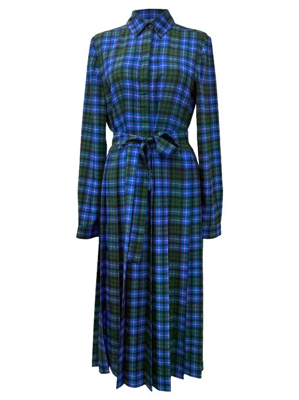 MSGM Checked Belted Dress - Blue