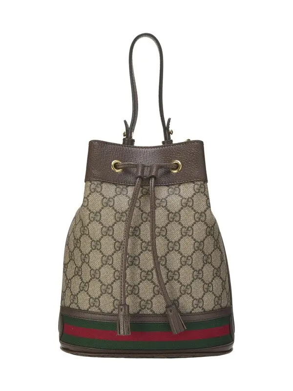 Gucci Gg Supreme Canvas Ophidia Bucket Bag - Brown