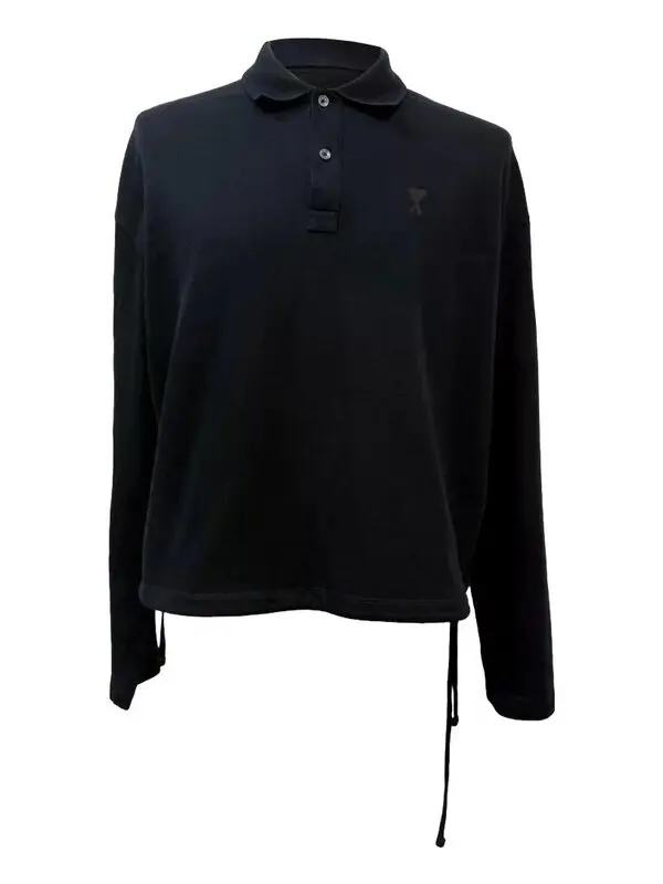 Ami De Cœur Long-sleeve Polo Shirt - Black