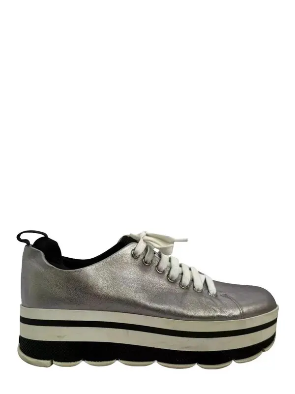 Prada Platform Leather Sneakers - Silver
