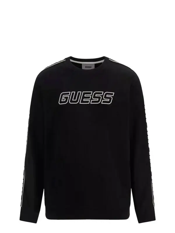 Guess Logo-print Sweatshirt With Tape Detail - Black