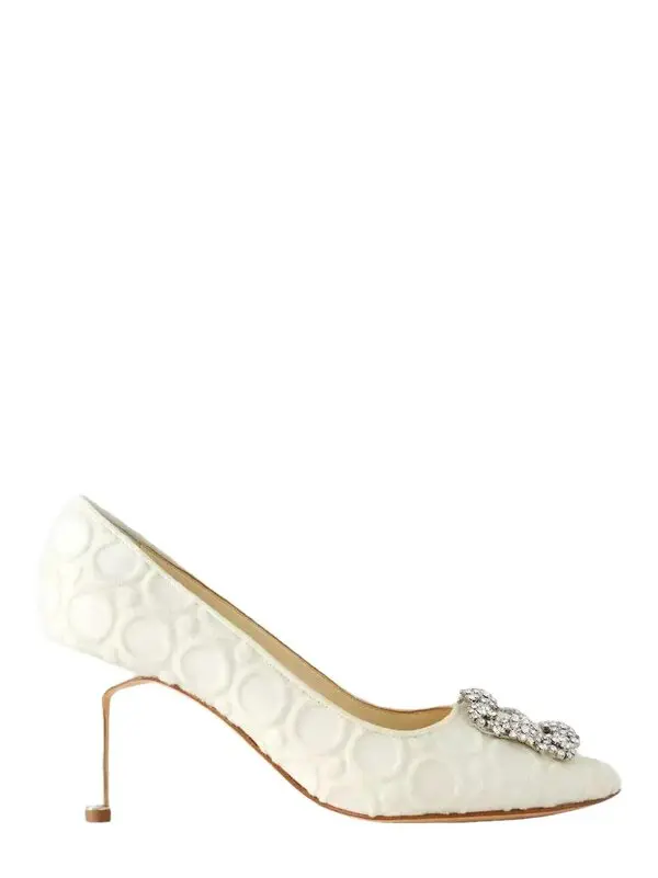 Manolo Blahnik Hangisi Crystal-buckle Pumps - Neutrals
