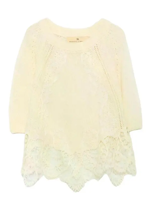 Ermanno Scervino Lace-trimmed Pointelle Knit Sweater - Yellow