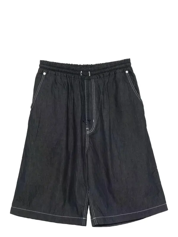 Comme Des Garçons Contrast-stitch Wide-leg Shorts - Black