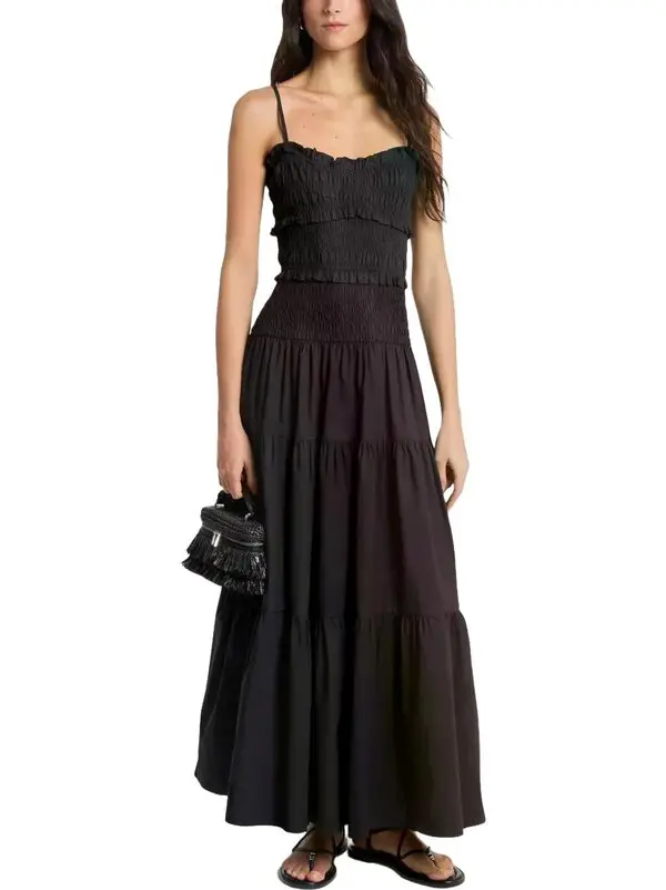 Michael Kors Smocked Tiered Dress - Black