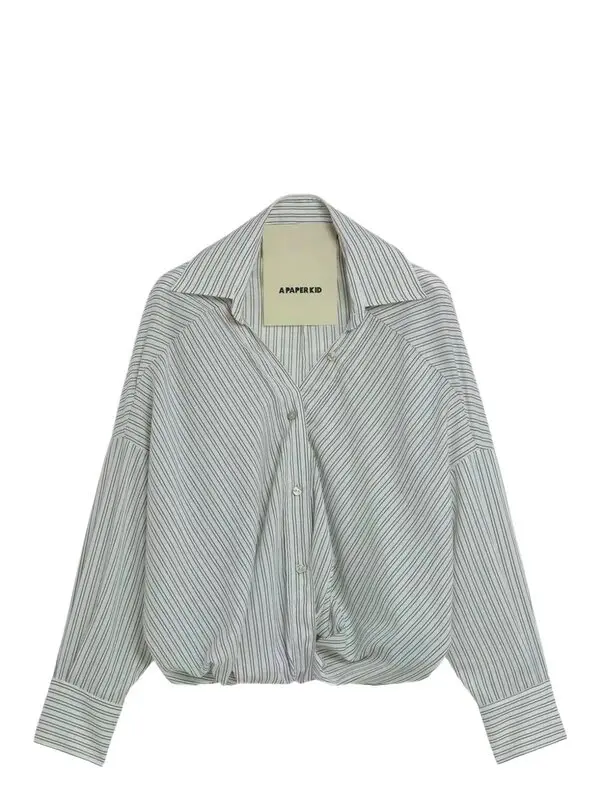A PAPER KID Striped Over Shirt - Neutrals
