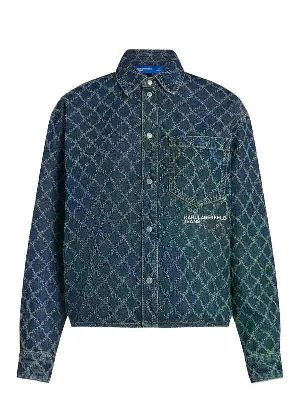Karl Lagerfeld Argyle Denim Shirt - Blue
