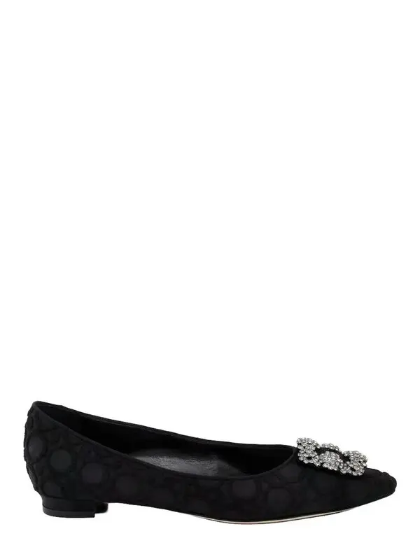 Manolo Blahnik Hangisi Crystal-buckle Ballet Flats - Black